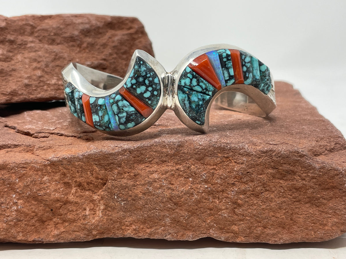 Inlay Tadpole Bracelet by Navajo Larry Castillo – High Desert Turquoise