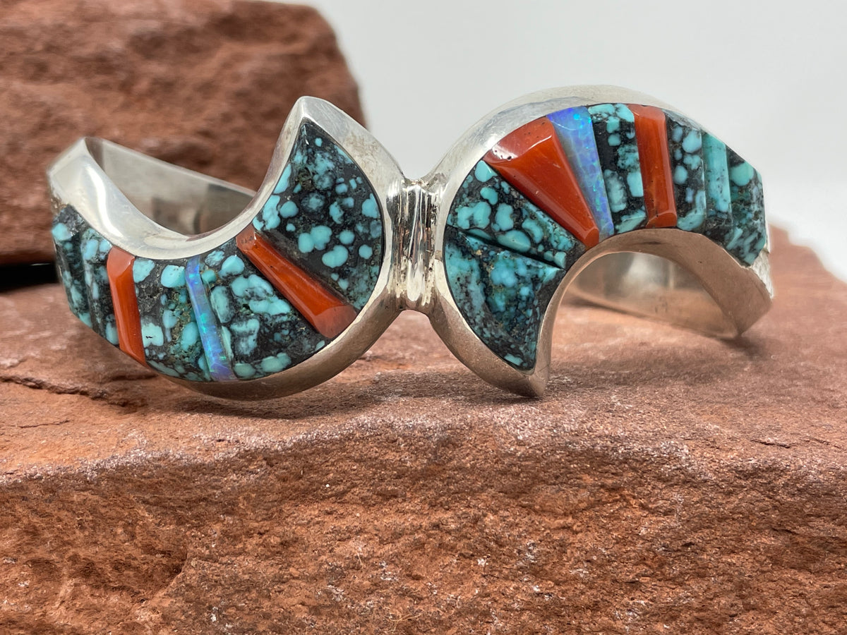 Inlay Tadpole Bracelet by Navajo Larry Castillo – High Desert Turquoise