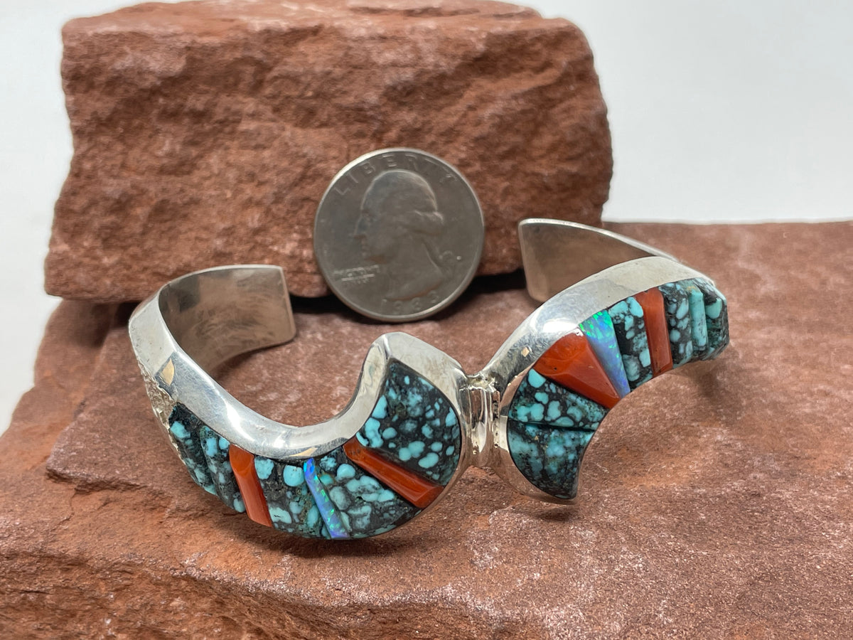 Inlay Tadpole Bracelet by Navajo Larry Castillo – High Desert Turquoise
