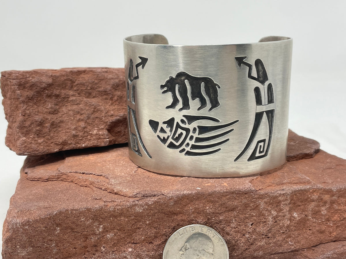 Wide Overlay Hopi Iconography Cuff signed ‘SG’ by artist – High Desert ...